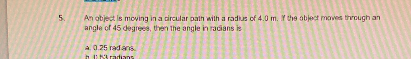 Solved An object is moving in a circular path with a radius | Chegg.com