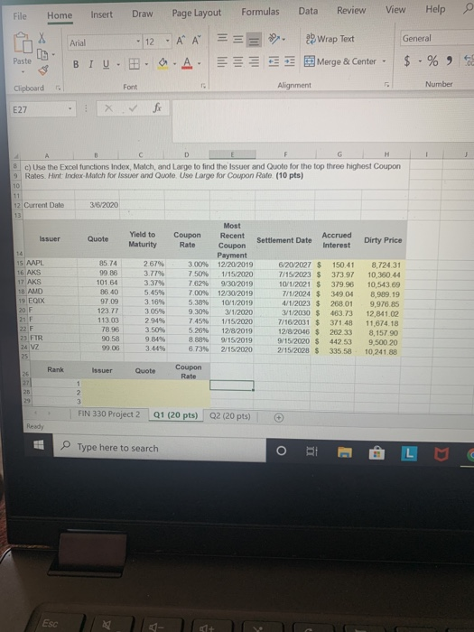 Solved File Home Insert Draw Page Layout Formulas Data | Chegg.com
