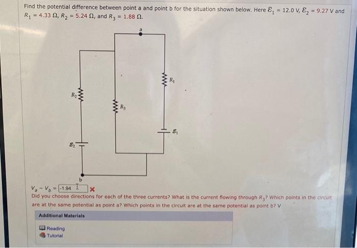 Solved Find the potential difference between point a and | Chegg.com
