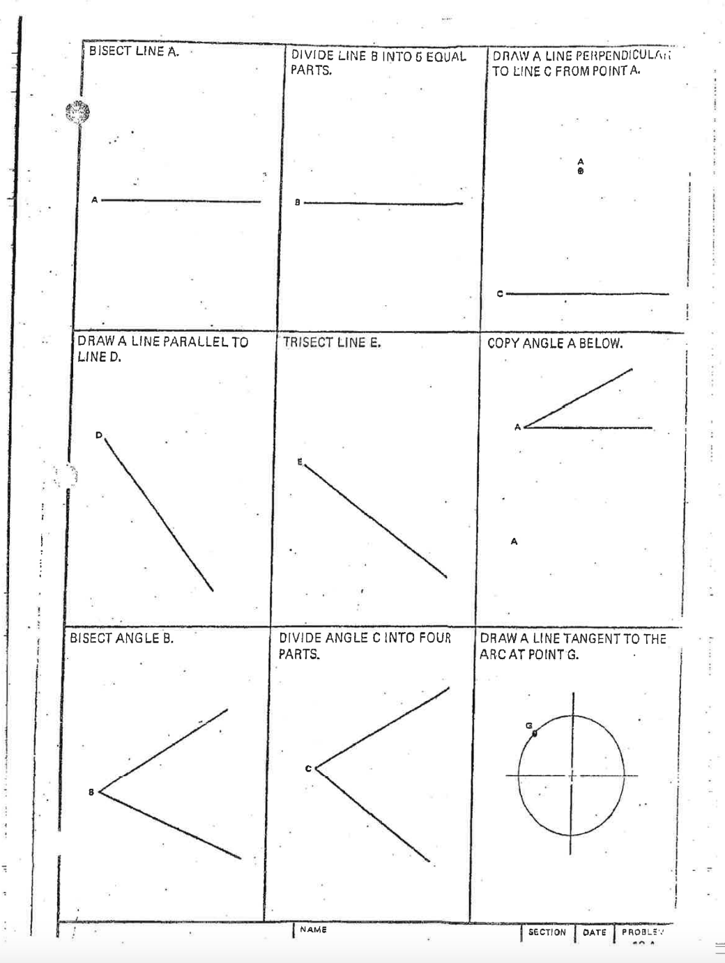 Bisect line A.Divide line B into 5 ﻿equal parts.Draw | Chegg.com