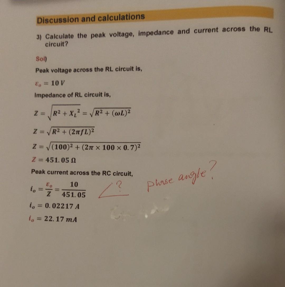 Solved Find the phase angle of the current across the RL | Chegg.com