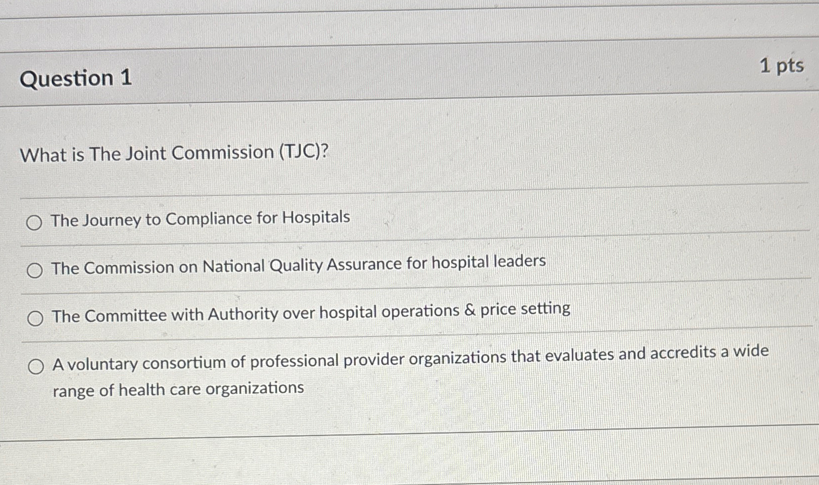 Solved Question 11 ﻿ptsWhat is The Joint Commission (TJC)? | Chegg.com