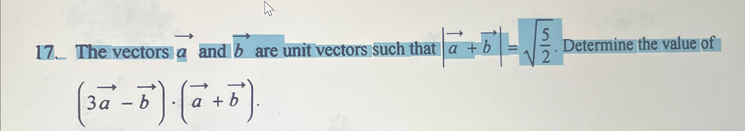 Solved The vectors vec(a) ﻿and vec(b) ﻿are unit vectors such | Chegg.com