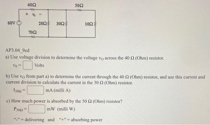 Solved P3.14_9ed In the voltage-divider circuit shown, the | Chegg.com