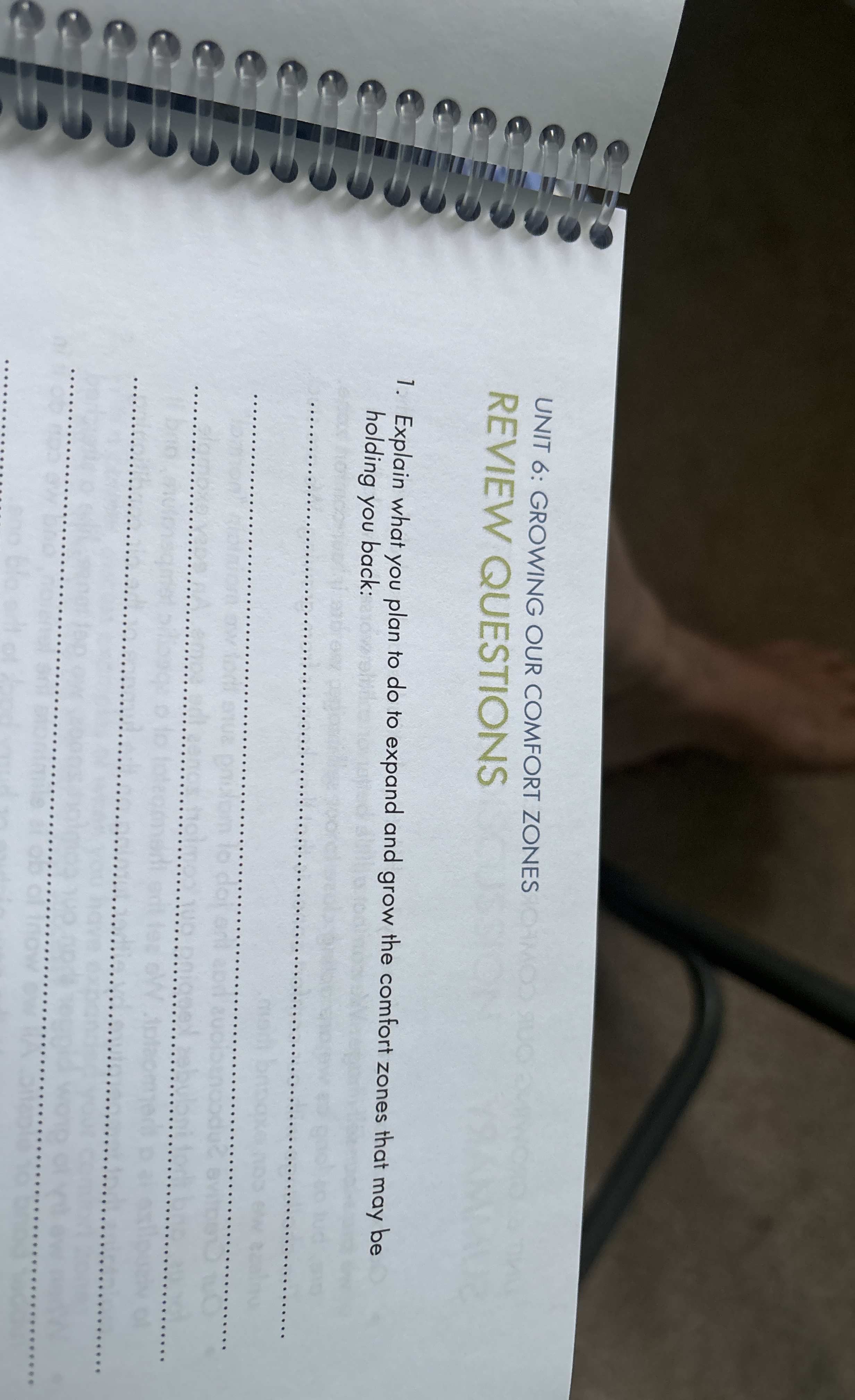 Solved UNIT 6: GROWING OUR COMFORT ZONESREVIEW | Chegg.com