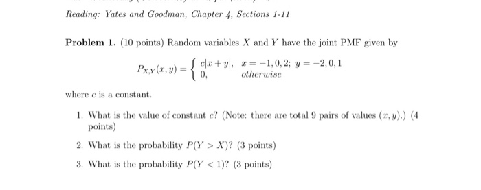 Solved Reading: Yates and Goodman, Chapter 4, Sections 1-11 | Chegg.com