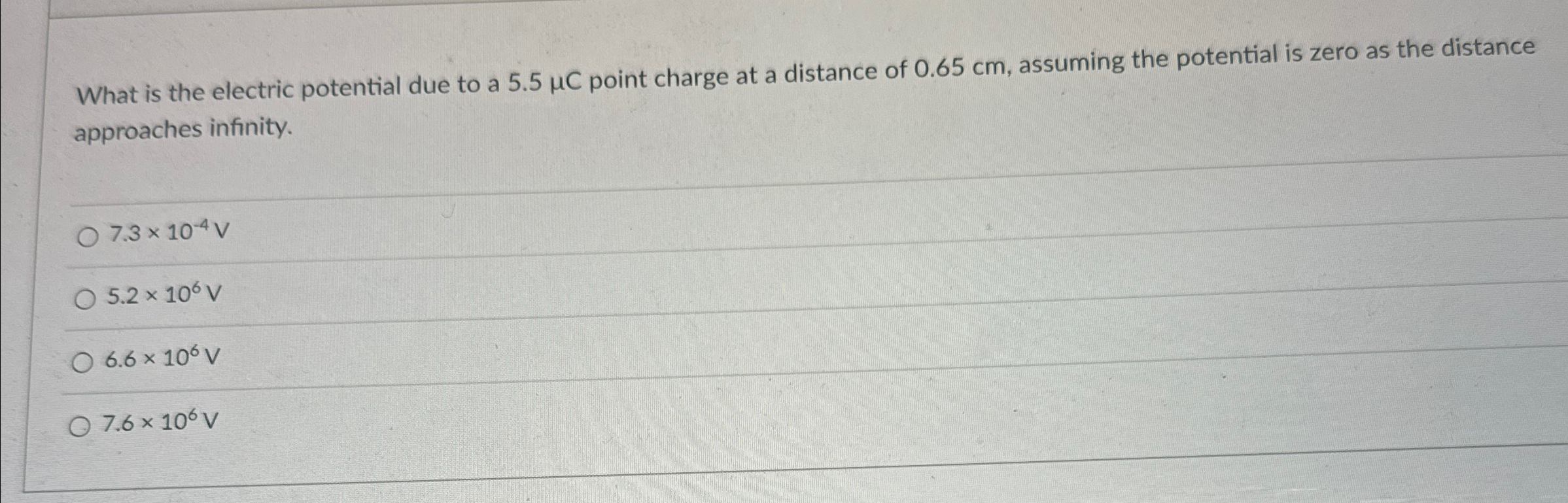Solved What is the electric potential due to a 5.5μC ﻿point | Chegg.com