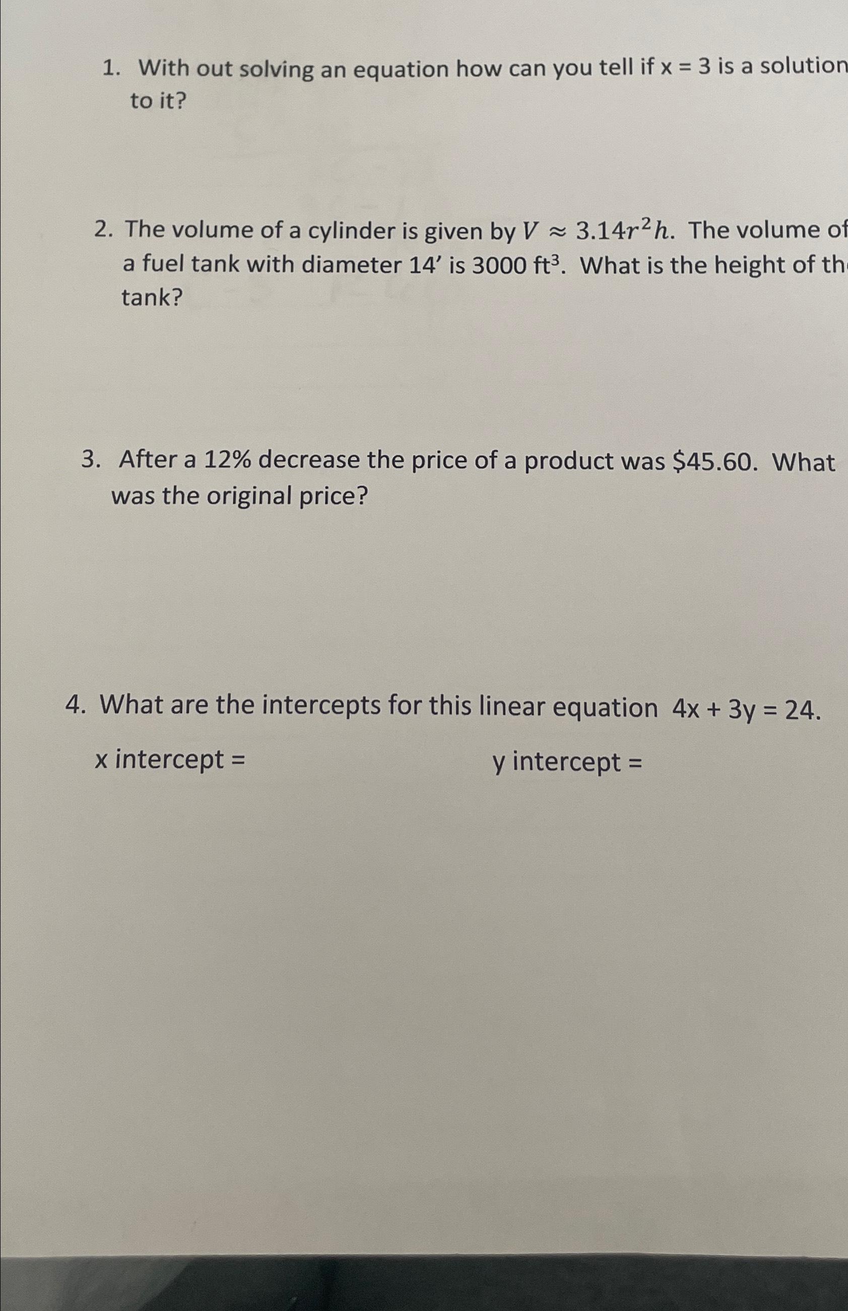 Solved Questions 2. ﻿And 3.With out solving an equation how | Chegg.com