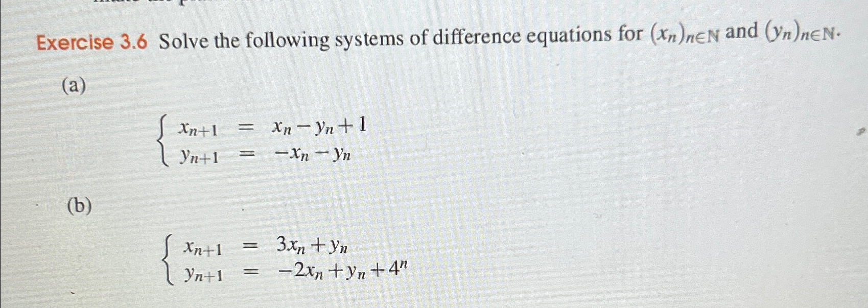Solved Exercise 3.6 ﻿Solve the following systems of | Chegg.com