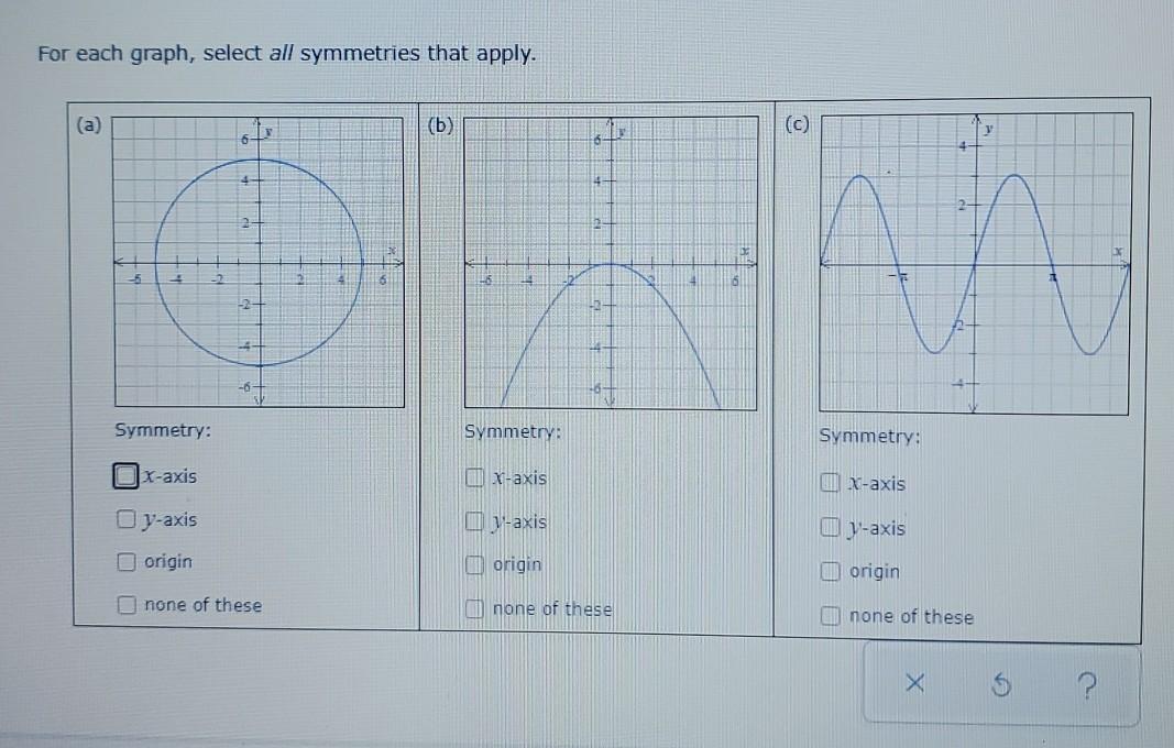 Solved For each graph, select all symmetries that apply. (a) | Chegg.com