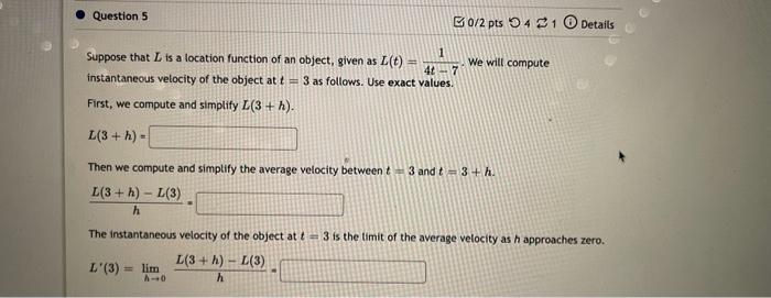 Solved Suppose That L Is A Location Function Of An Object