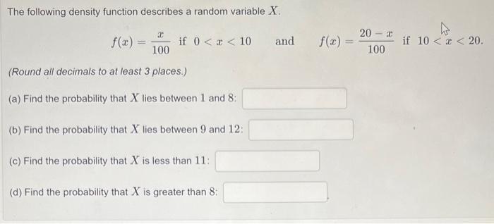 Solved The following density function describes a random | Chegg.com