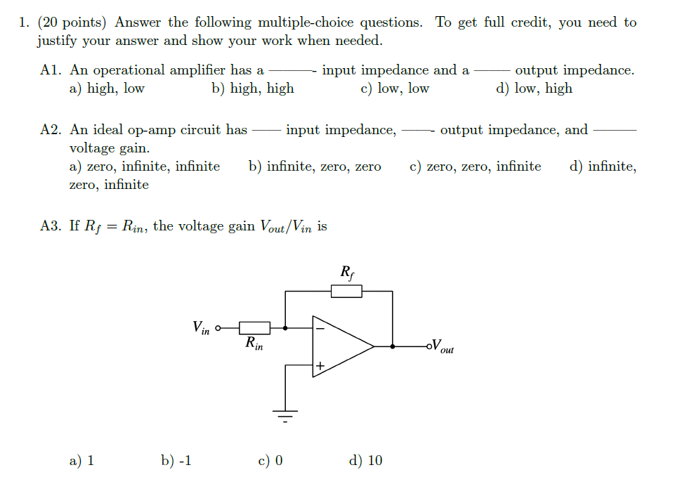 Solved (20 ﻿points) ﻿Answer the following multiple-choice | Chegg.com