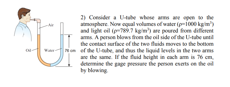 Solved Consider a U-tube whose arms are open to | Chegg.com