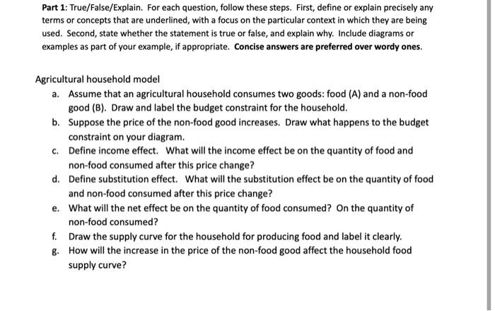 Solved Part 1: True/False/Explain. For each question, follow | Chegg.com