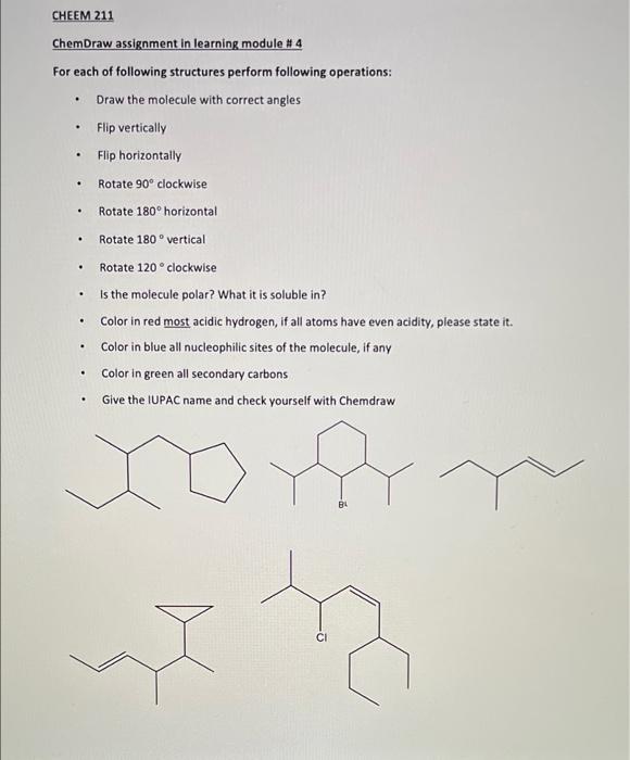 Solved CHEEM 211 ChemDraw assignment in learning module # 4 | Chegg.com