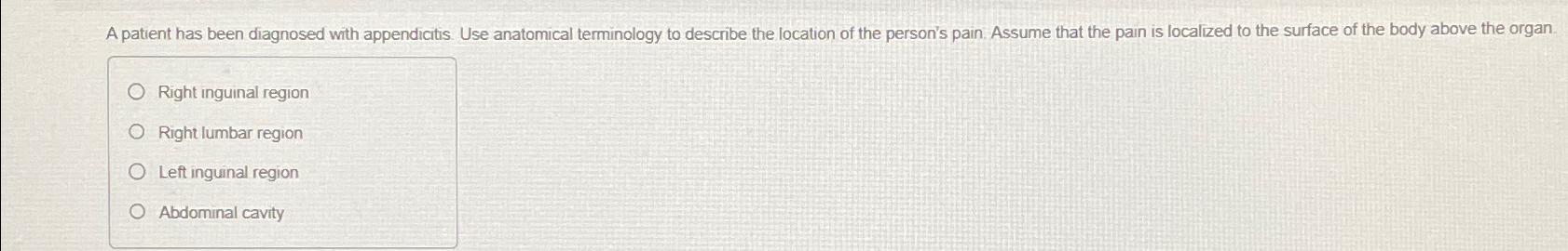 Solved A patient has been diagnosed with appendicitis. Use | Chegg.com
