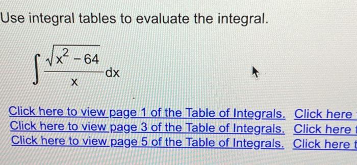 Solved Use integral tables to evaluate the integral. | Chegg.com