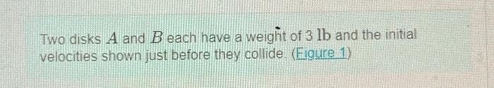 Solved Two disks A and B each have a weight of 3lb and the | Chegg.com