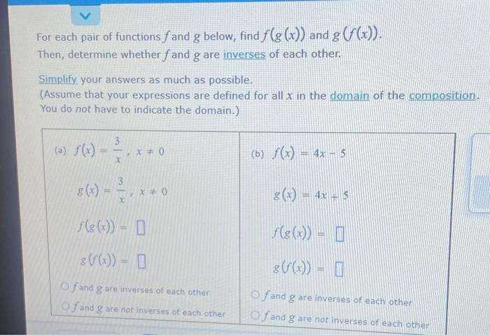 Solved For each pair of functions fand g below, find f(g(x)) | Chegg.com