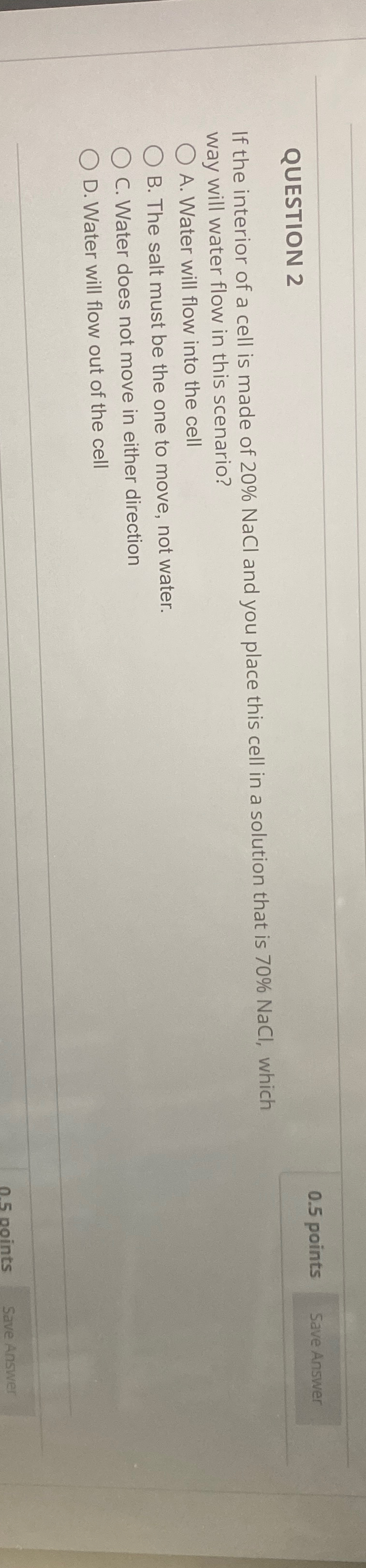Solved QUESTION 20.5 pointsIf the interior of a cell is | Chegg.com Solved QUESTION 20.5 pointsIf the interior of a cell is | Chegg.com