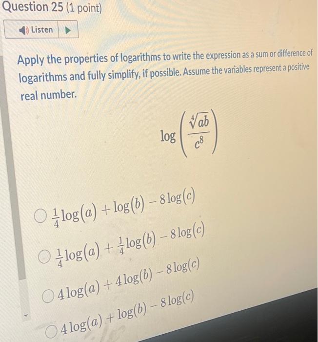 Solved Apply the properties of logarithms to write the | Chegg.com