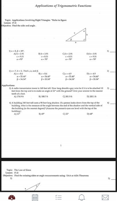 Solved Applications of Trigonometric Functions | Chegg.com