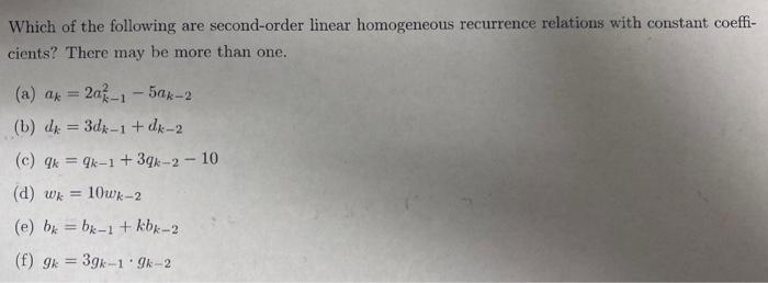 Solved Which Of The Following Are Second Order Linear