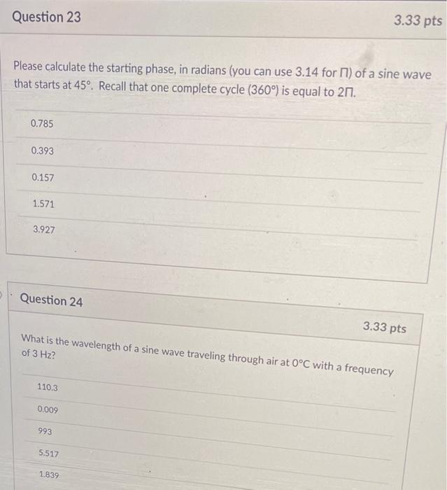 Solved Please calculate the starting phase, in radians (you | Chegg.com