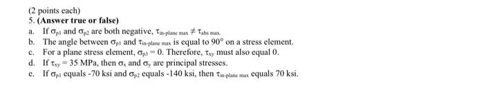 Solved ( 2 points each) 5. (Answer true or false) a. If σp1 | Chegg.com