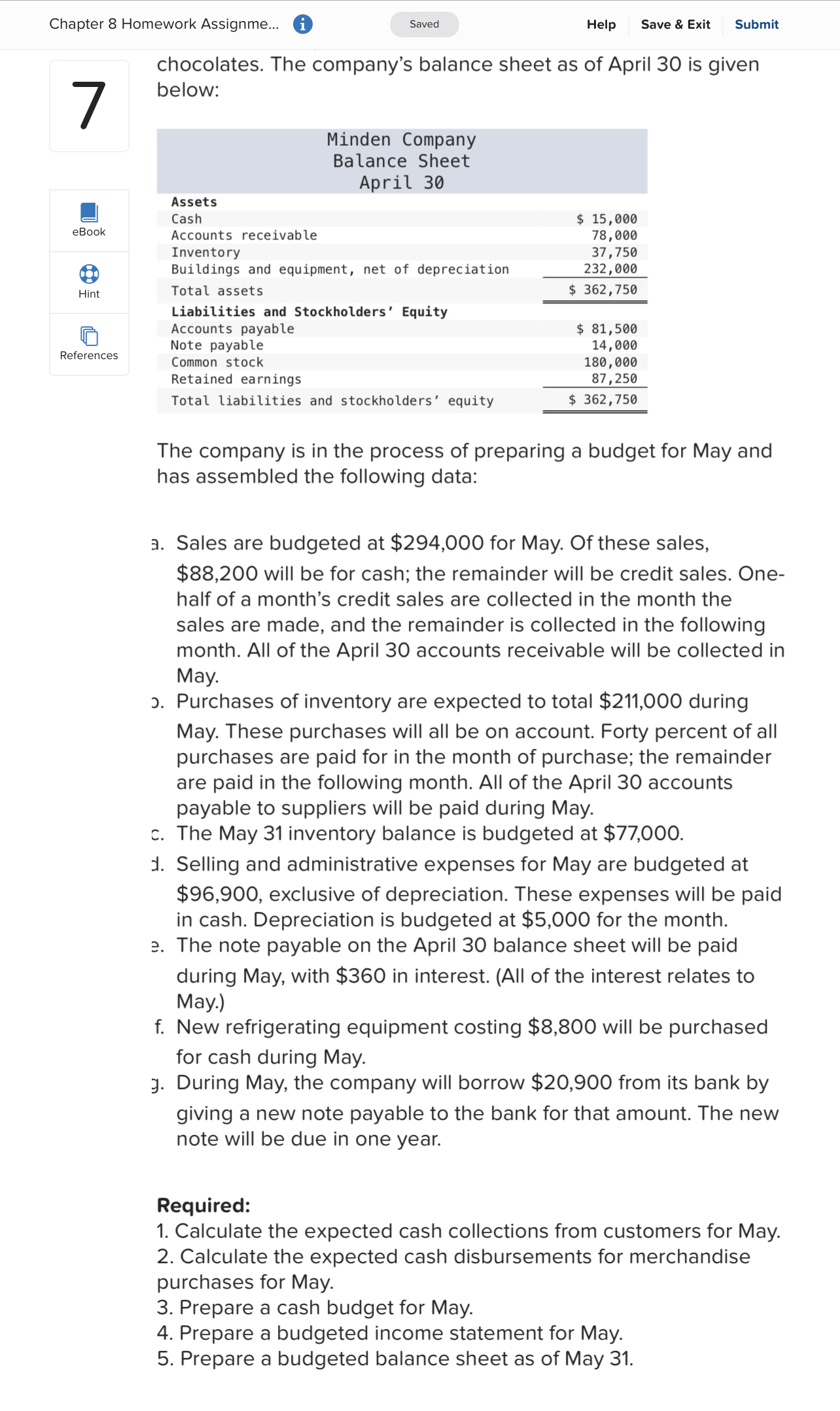 Solved Chapter 8 ﻿Homework Assignme...i)SavedHelpSave & | Chegg.com