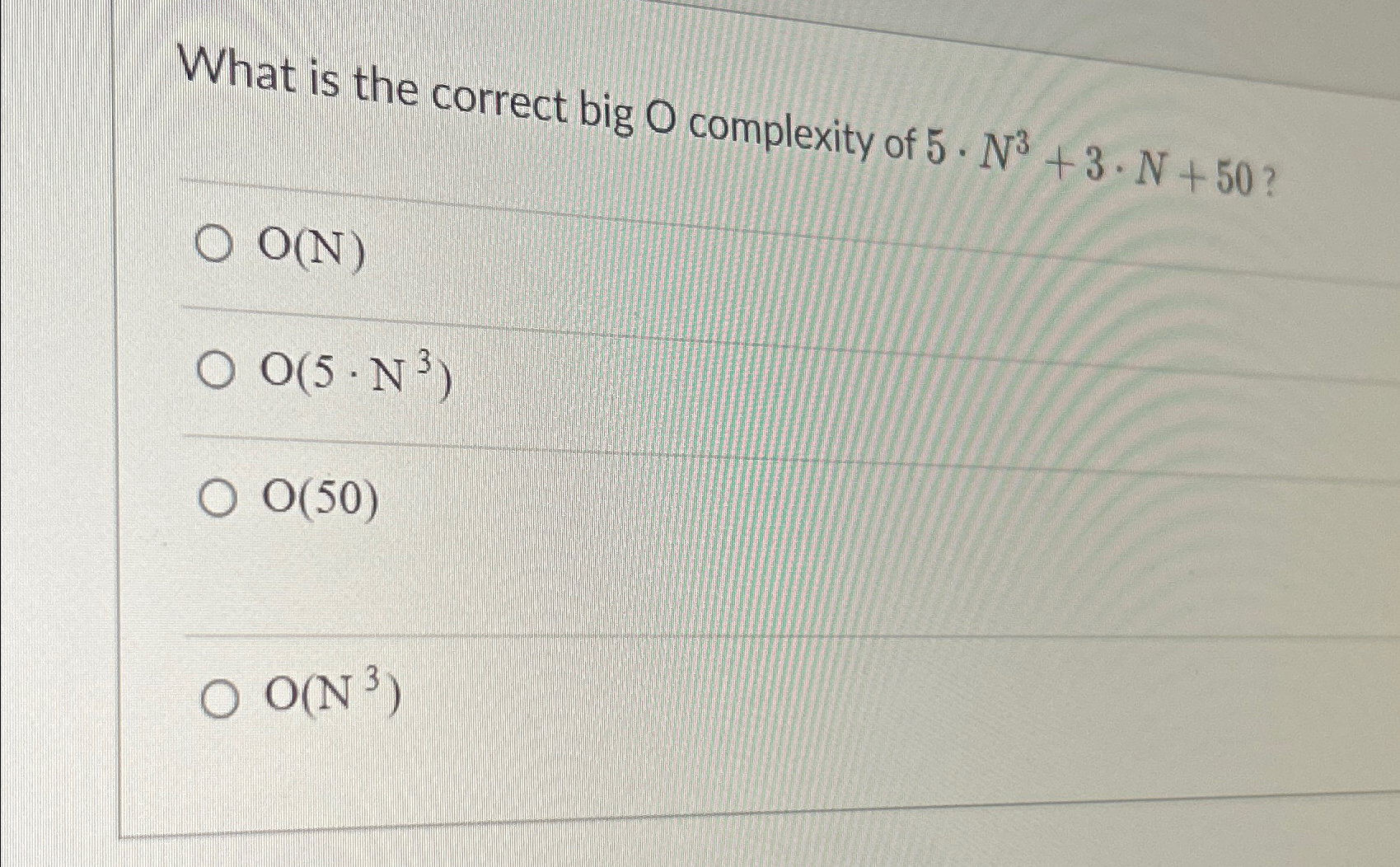 Solved What is the correct big O complexity of | Chegg.com