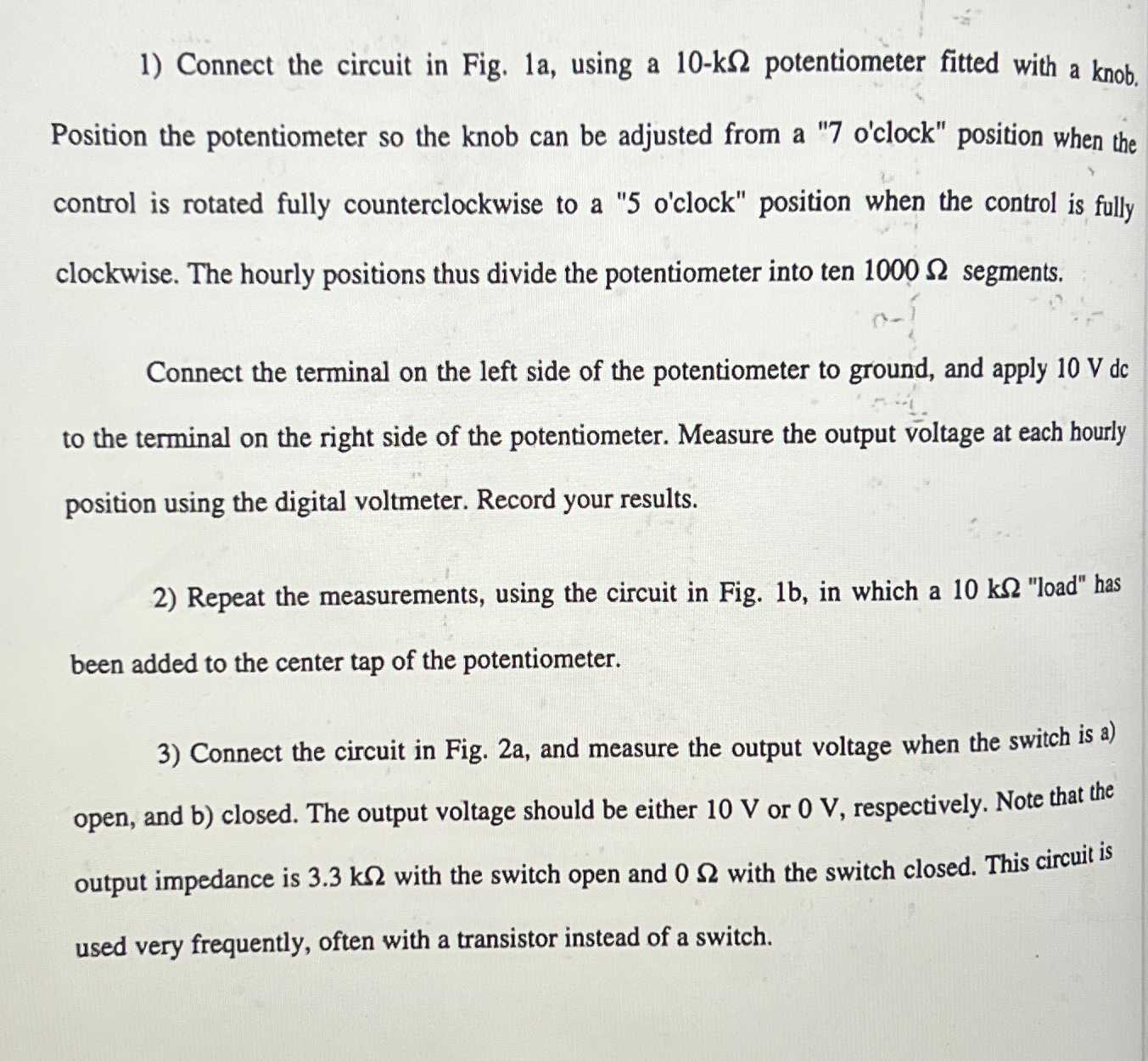 Solved Connect the circuit in Fig. 1a, ﻿using a 10-kΩ | Chegg.com