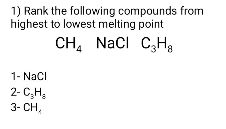 Solved 1) Rank the following compounds from highest to | Chegg.com