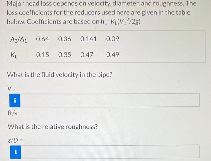 Solved Determine Major head loss Water flows steadily | Chegg.com