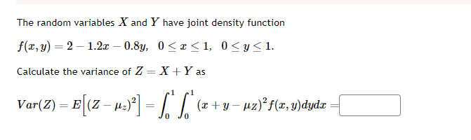 Solved The random variables x ﻿and Y ﻿have joint density | Chegg.com