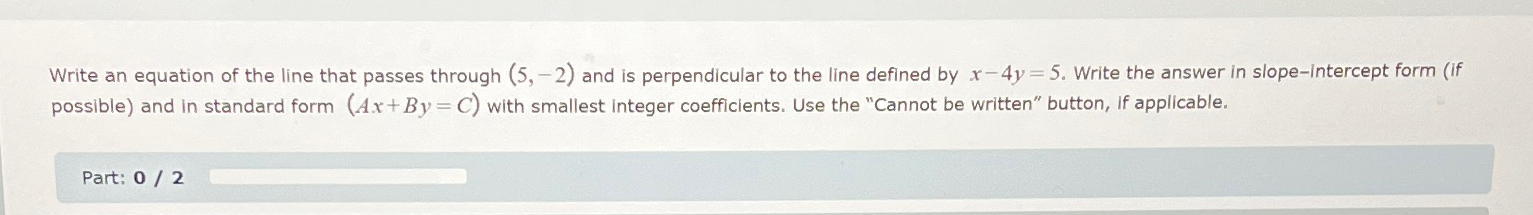 Solved Write an equation of the line that passes through | Chegg.com
