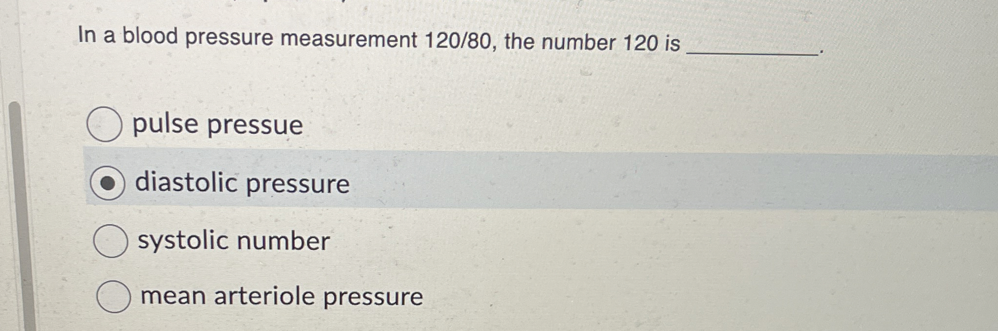 Solved In a blood pressure measurement 120/80, ﻿the number | Chegg.com