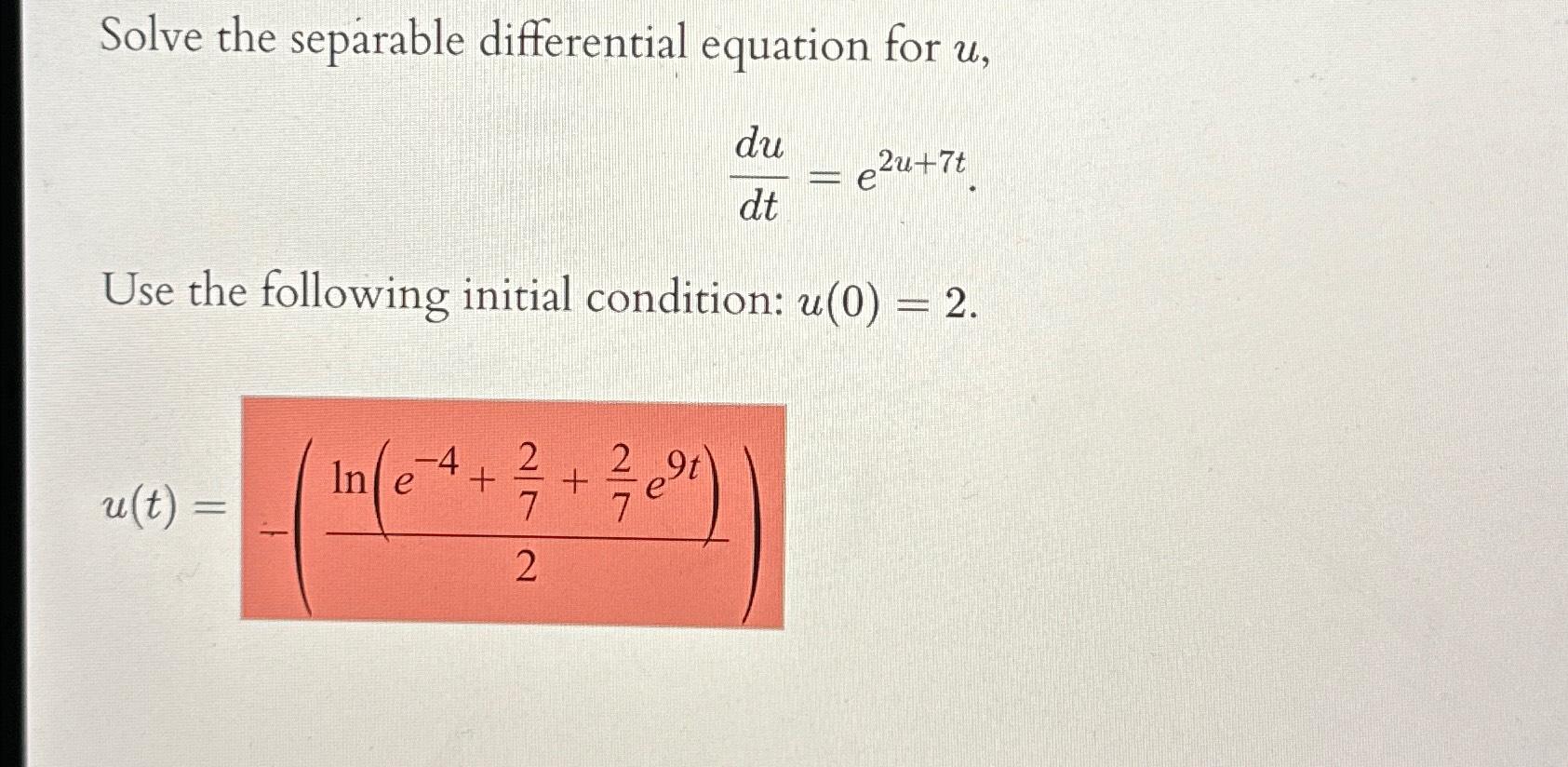 Solved Solve the separable differential equation for | Chegg.com