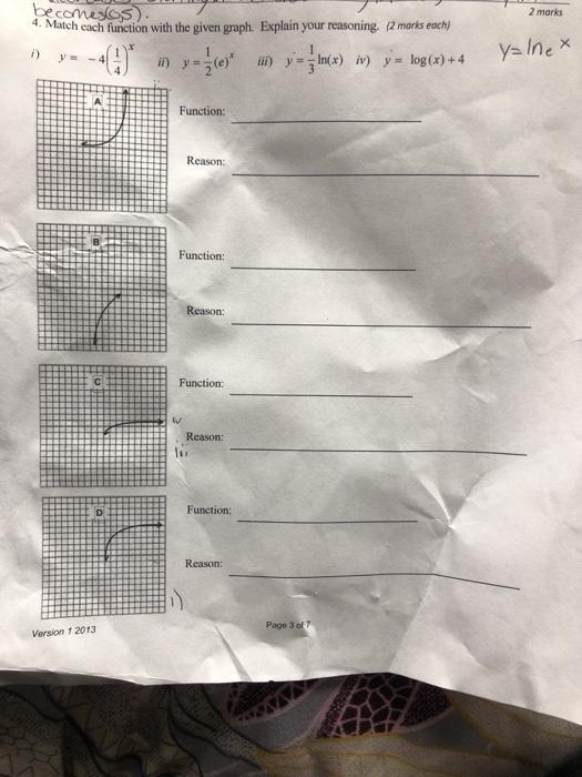 Solved 2 marks becomesos). 4. Match each function with the | Chegg.com