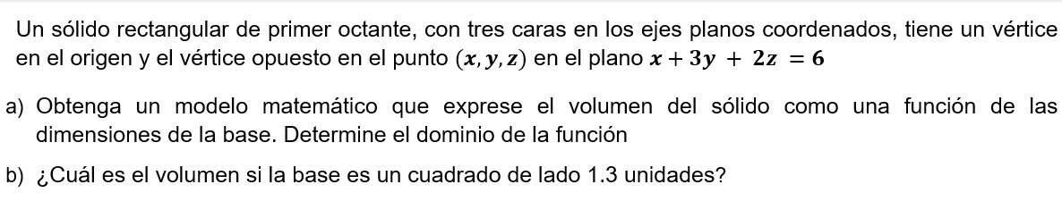 Solved Un sólido rectangular de primer octante, con tres | Chegg.com