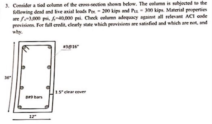 Solved 3. Consider a tied column of the cross-section shown | Chegg.com