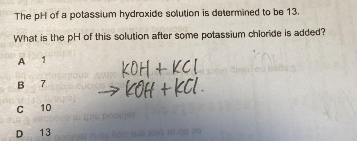 Solved The pH of a potassium hydroxide solution is | Chegg.com