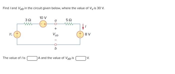 Solved Find / and Vab in the circuit given below, where the | Chegg.com