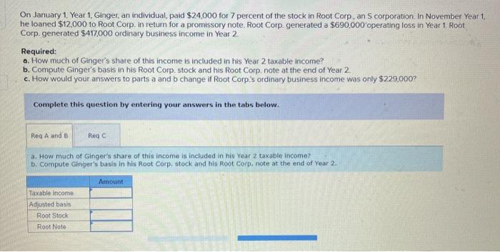 Solved On January 1, Year 1, Ginger, an individual, paid | Chegg.com