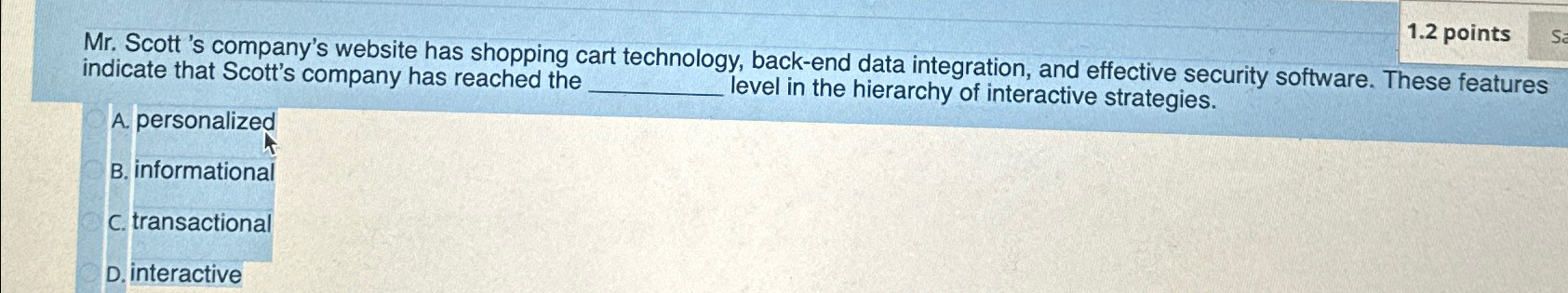 Solved 1.2 ﻿pointsMr. ﻿Scott 's company's website has | Chegg.com