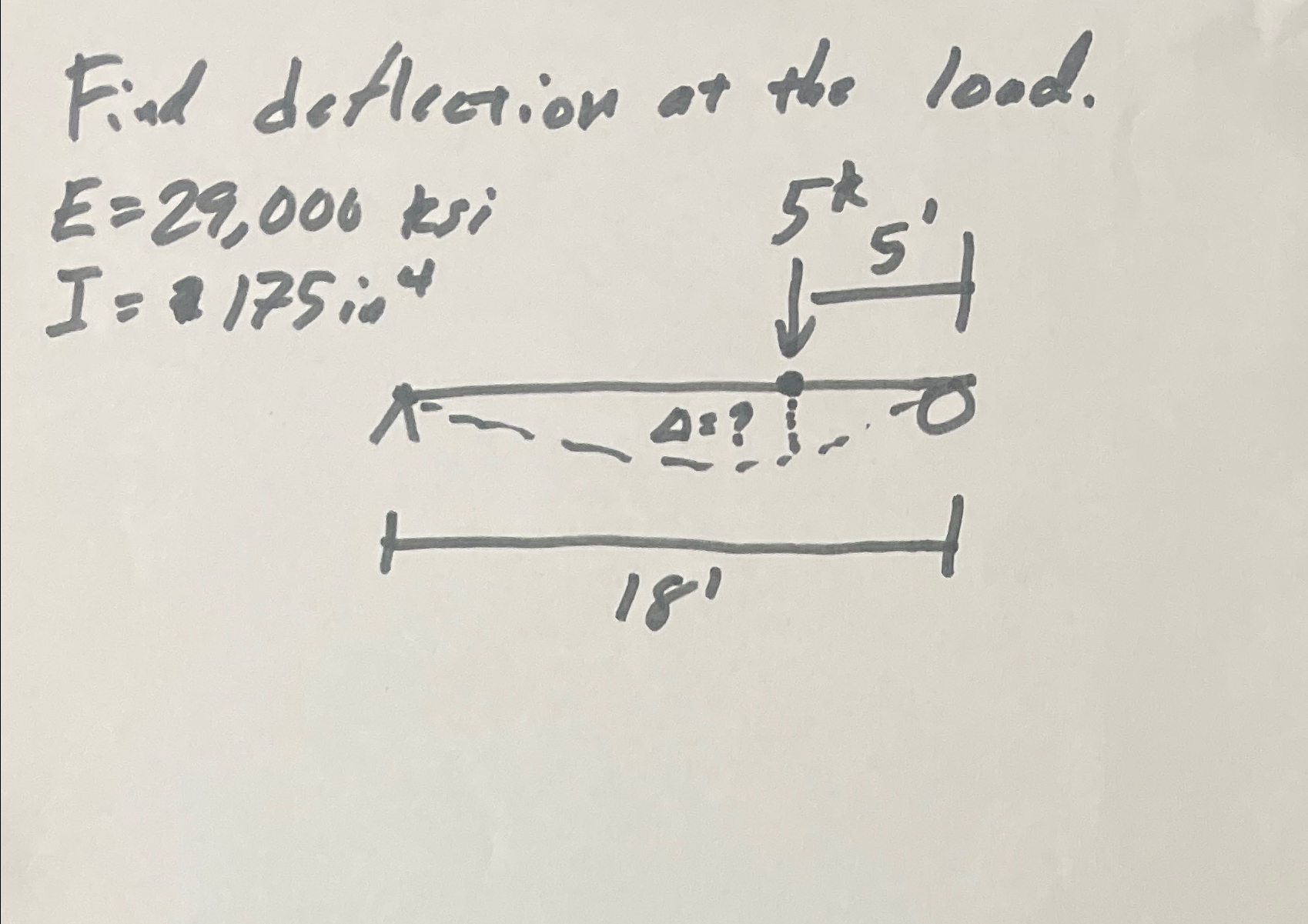 Solved Find deflection at the load.]=29,006k[2175in4 | Chegg.com