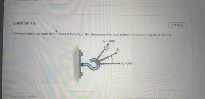 Solved Determine the magnitude of the smallest force F3 so | Chegg.com
