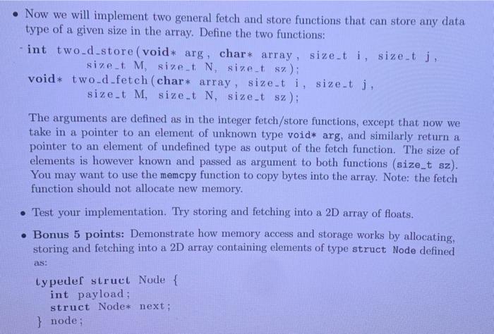 Solved In this task you will implement storage and fetching | Chegg.com