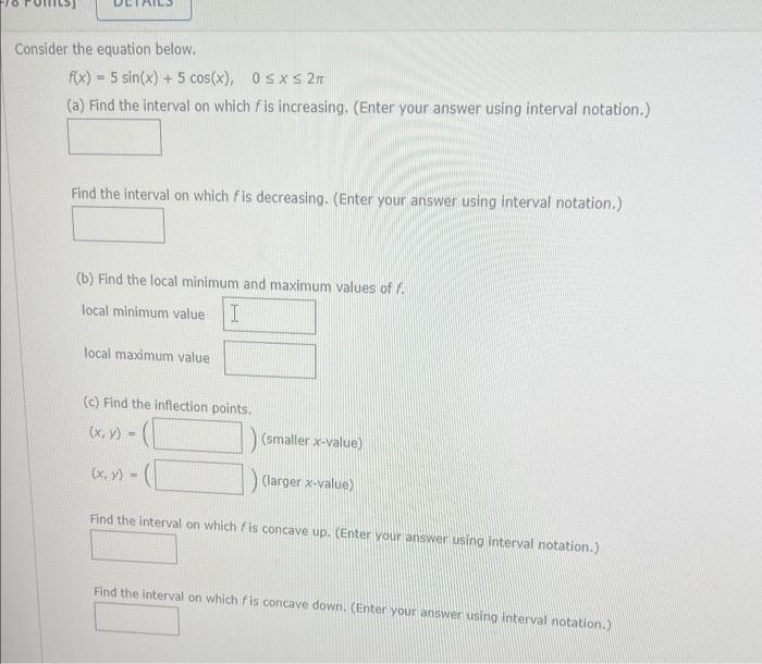 Solved Consider the equation below. | Chegg.com